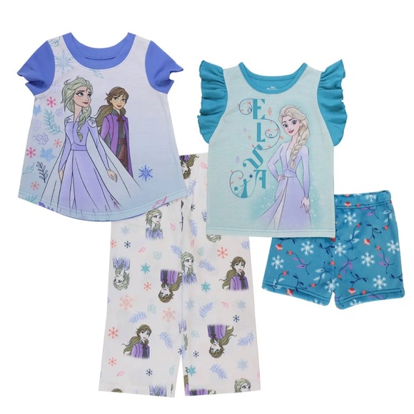 Disney | Pajamas | Disney Frozen Elsa Anna Pajamas 4 Piece Set | Poshmark
